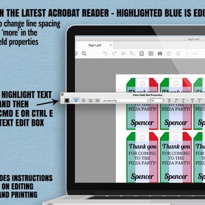 Printable Italian Flag Party Tags, Editable Thank You Tags, Italy Party ...