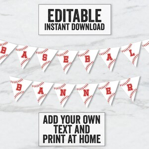 Editable Baseball Party Bundle, Printable Baseball Birthday Pack ...