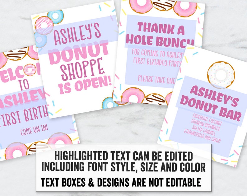 Pink Donut Party Printable Signs Pink Printable Donut Party - Etsy