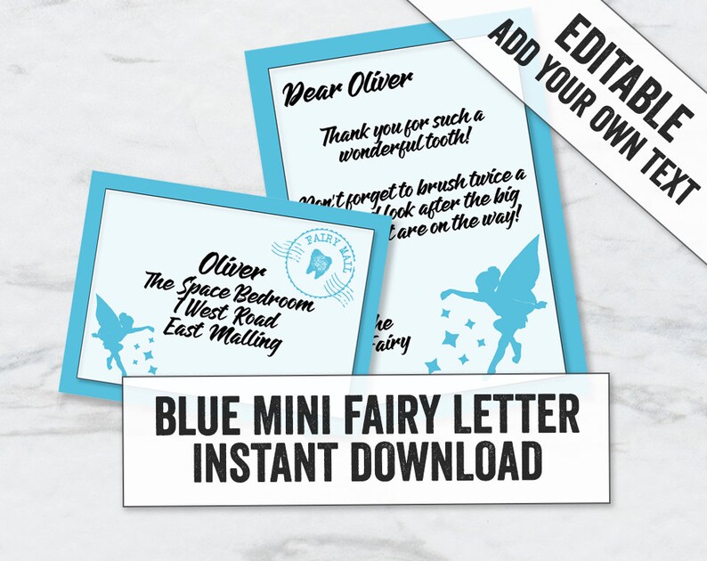 Blue Mini Printable Tooth Fairy Message Mini Blue Toothfairy - Etsy