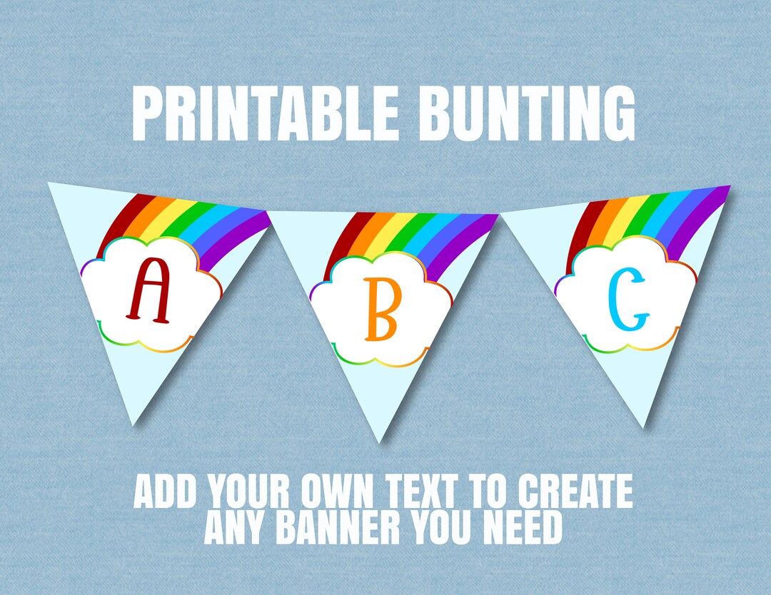 Rainbow Bunting Printable, Editable Rainbow Party Decor, DIY Rainbow ...