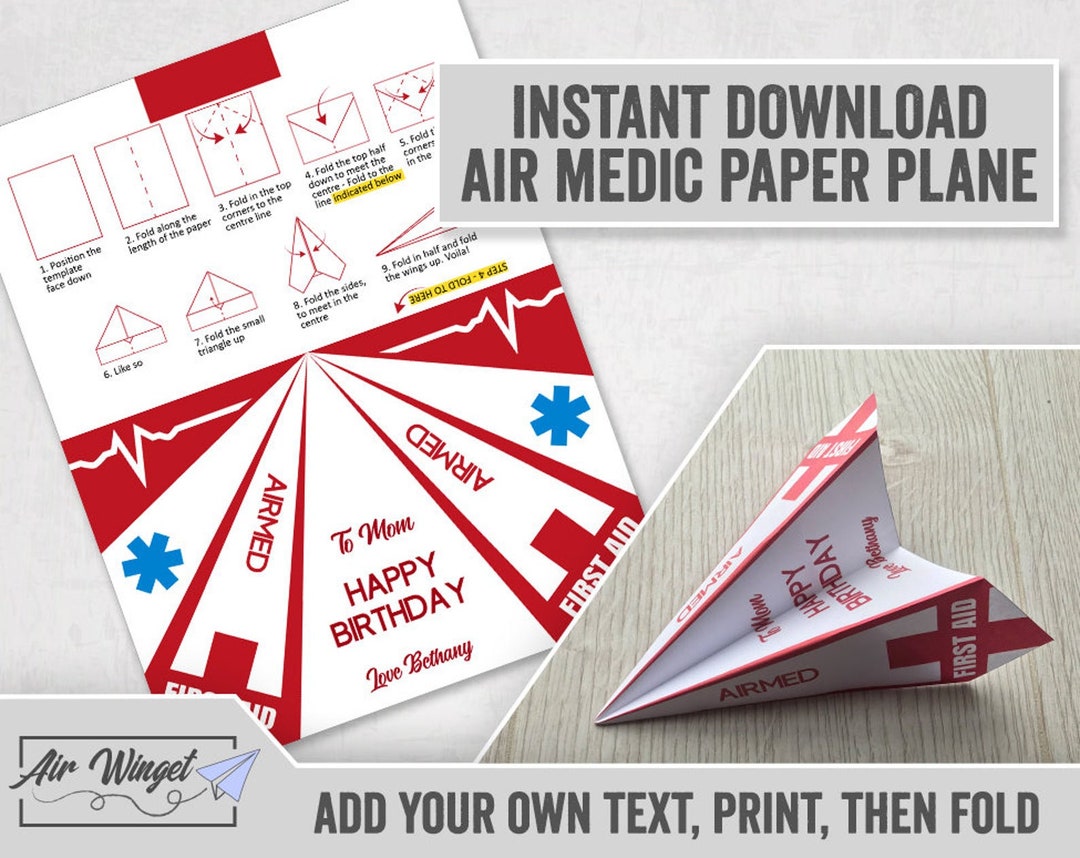 Editable Air Ambulance Paper Plane Template, Nurse Paper Plane Template ...