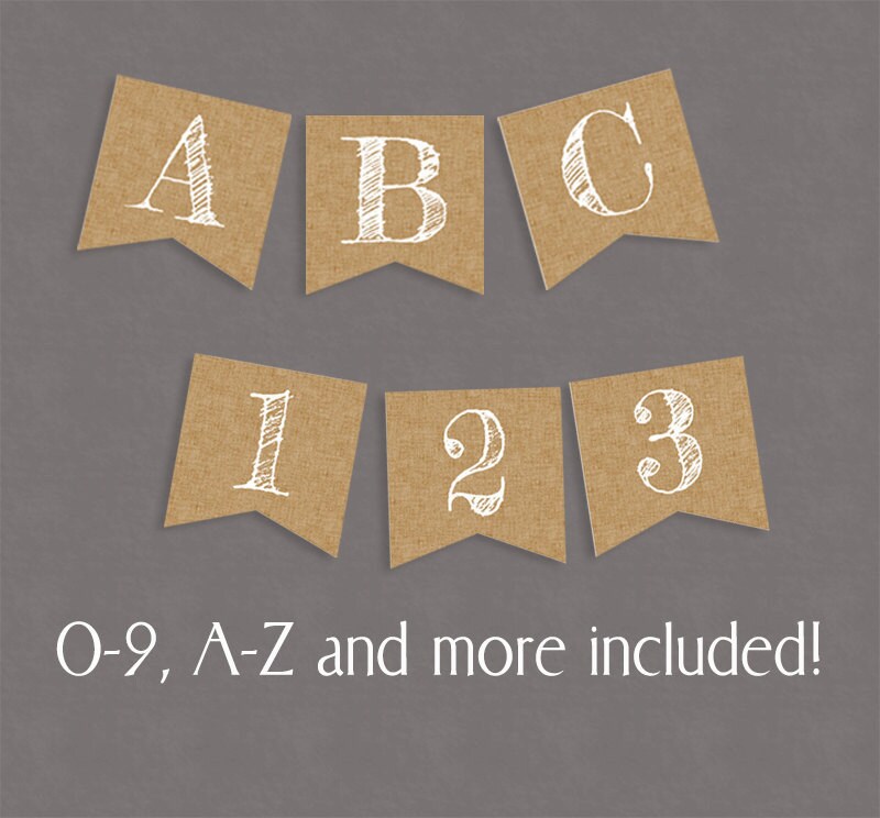 Rustic Banner Printable, Any Phrase, DIY Banner Burlap, Hessian Bunting ...