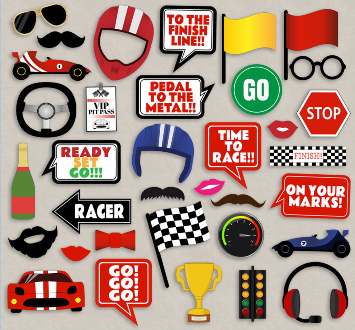 35 Race Car Themed Party Photo Props, Racing Car Party Decor, Racing ...