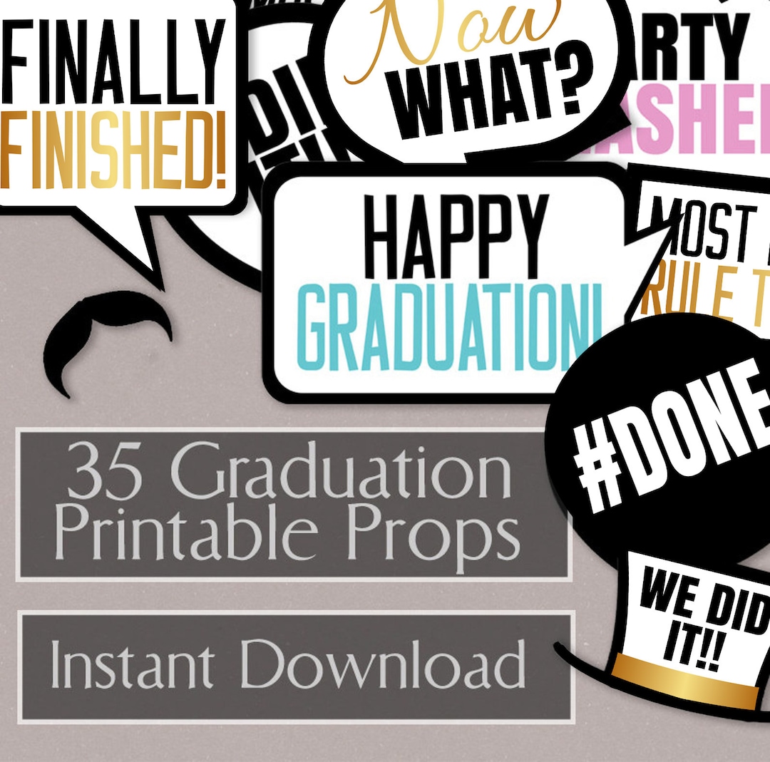 35 Graduation Photo Booth Prop Printables, Graduation Party Props ...