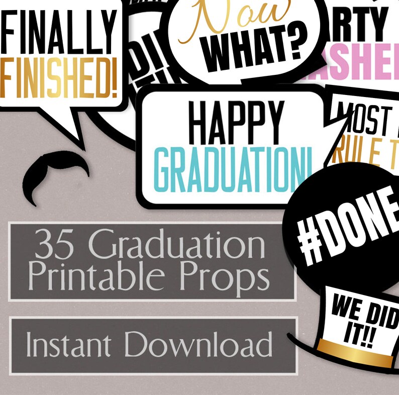 35 Graduation Photo Booth Prop Printables Graduation Party | Etsy