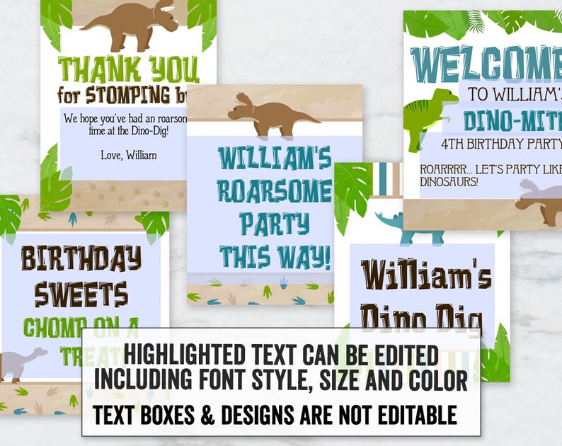 Printable Dinosaur Party Decorations Dino Diy Party Decor - Etsy