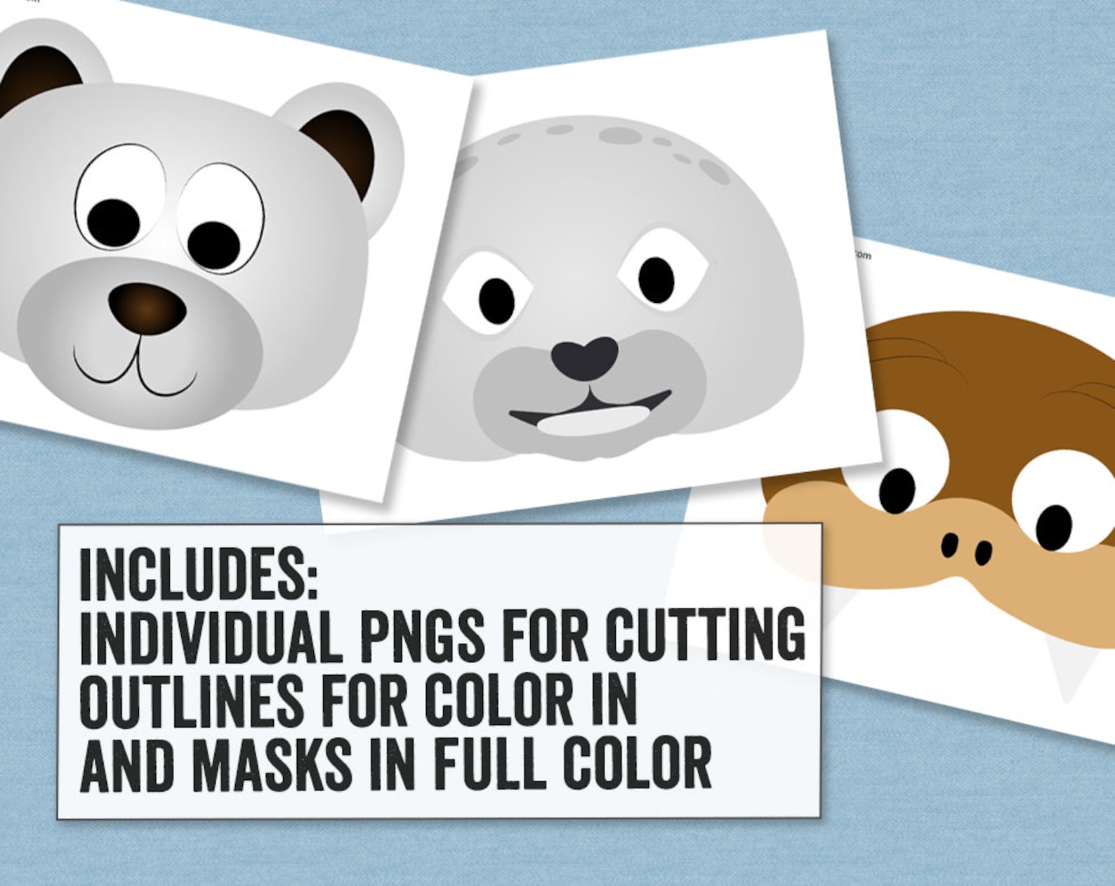 10 Snowy Animal Mask Printables Kid's Arctic Masks - Etsy UK