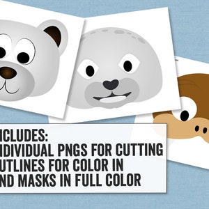 10 Snowy Animal Mask Printables, Kid's Arctic Masks, Printable Masks ...