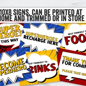 Superhero Printable Party Signs, Editable Super Hero Party Signs, Super ...