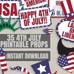 35 4th of July Props, Printable Photo Booth Props, American Party ...