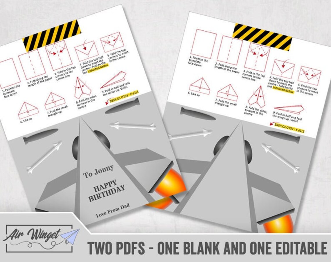 Fighter Jet Paper Plane Template Editable Fight Jet Plane - Etsy Canada