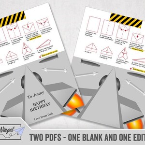 Fighter Jet Paper Plane Template, Editable Fight Jet Plane Card ...