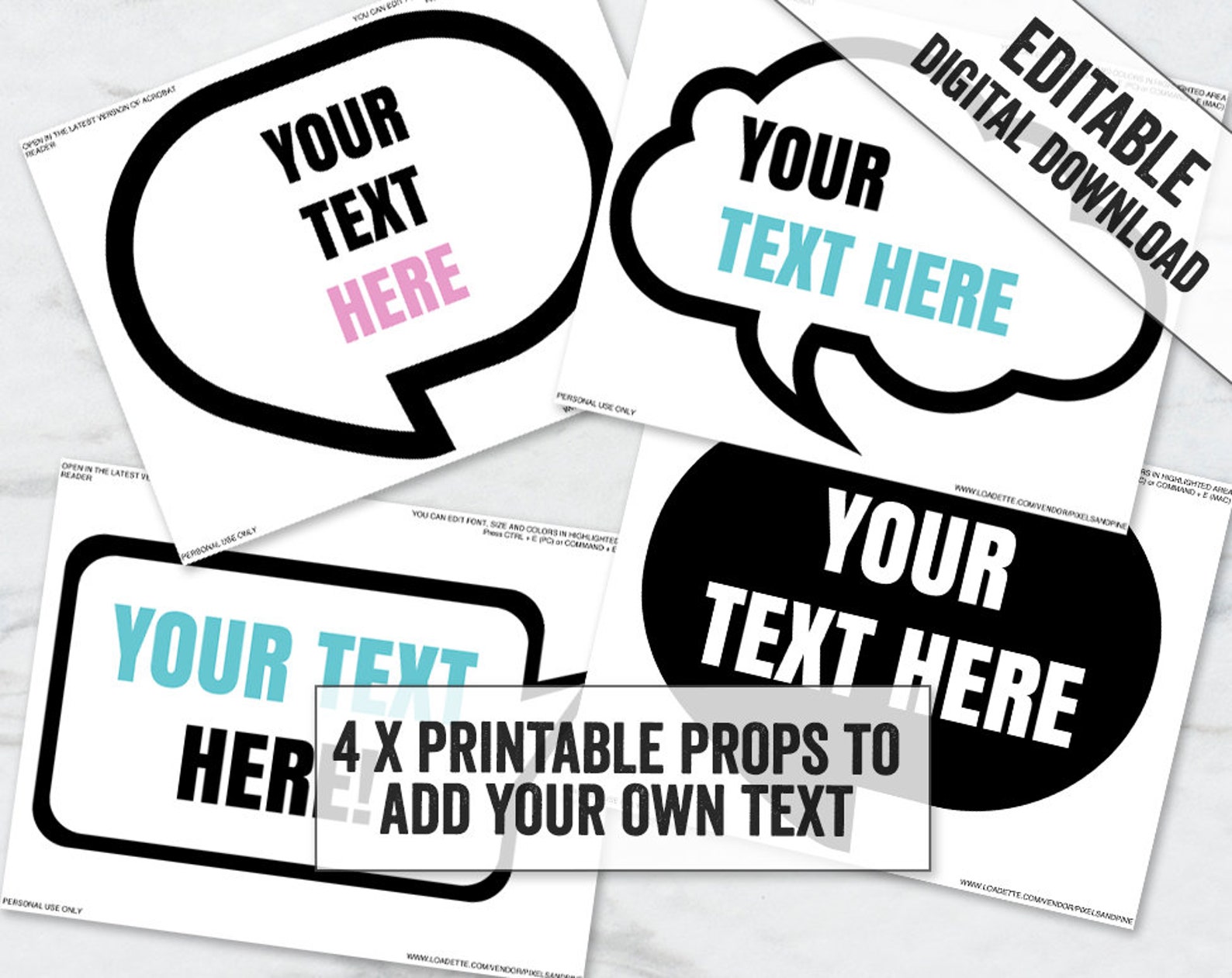 Editable Photo Booth Props, Matching Editable Party Photo Booth ...