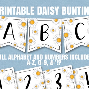 Daisy Printable Bunting, Daisy Theme Printable Banner, Printable Baby ...