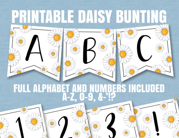 Daisy Printable Bunting Daisy Theme Printable Banner - Etsy