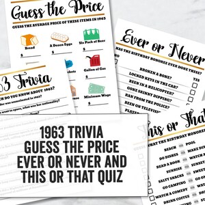 Born in 1963 Printable Games, 60th Birthday Party Games, Sixtieth Party ...