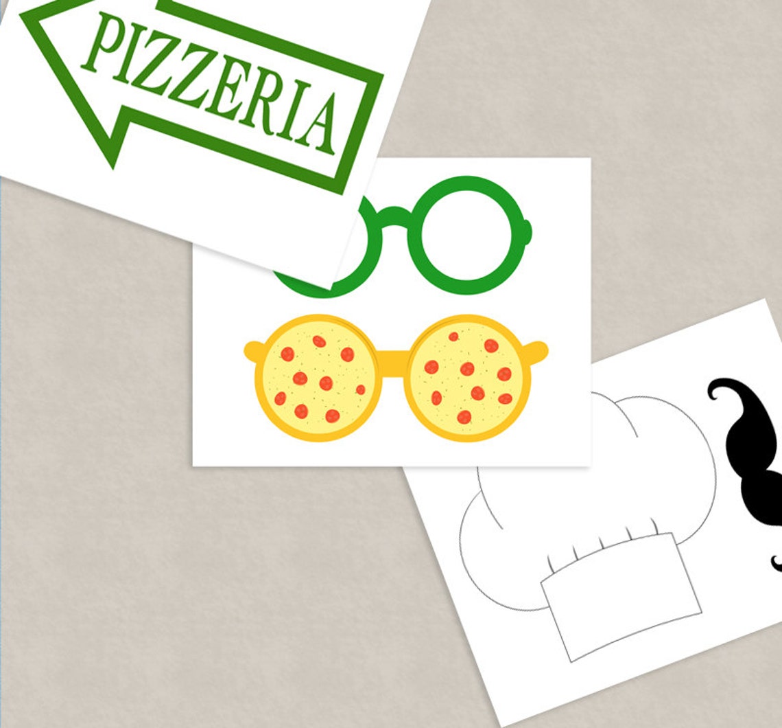 35 Pizza Party Photo Booth Props Pizzeria Themed Party Props - Etsy UK