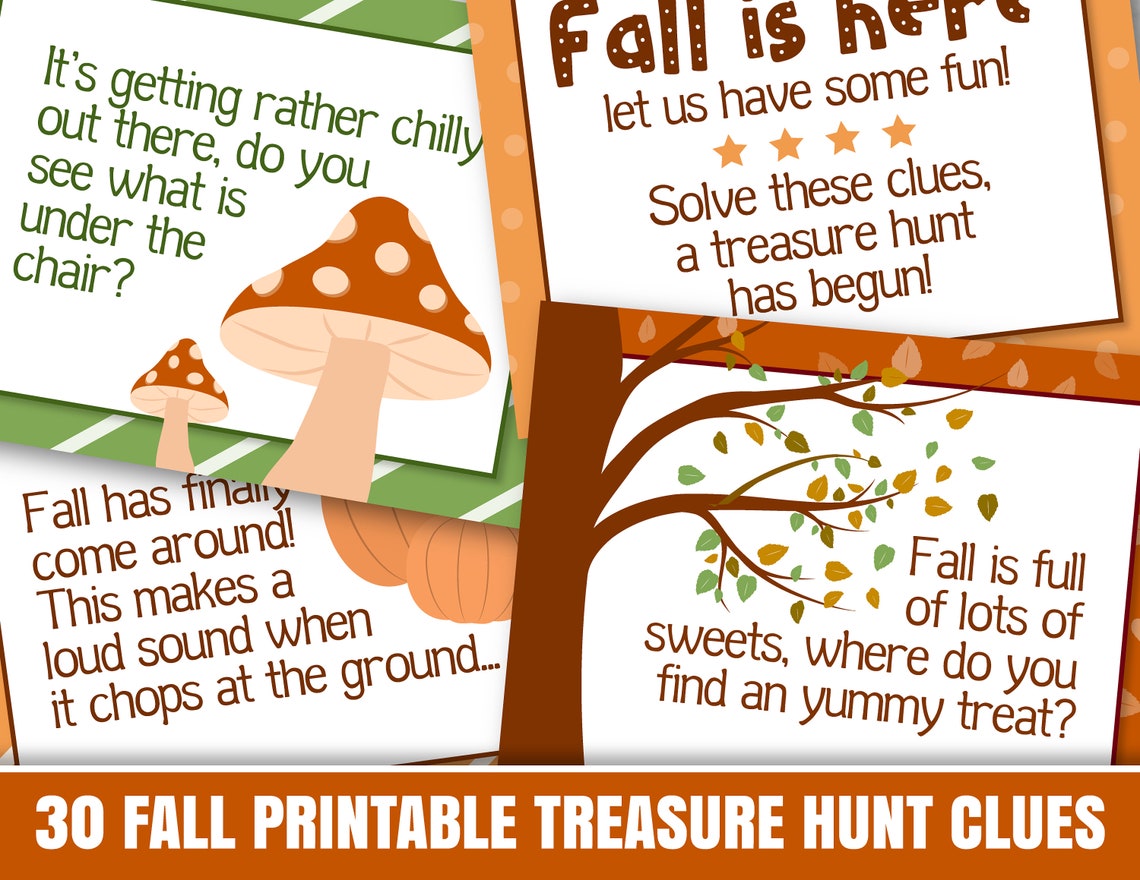 Printable Fall Treasure Hunt Clues Instant Download Fall - Etsy