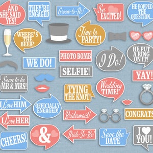 Buy 35 Engagement Photo Props, Engagement Party Photo Booth Props ...