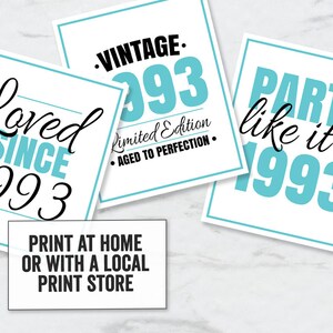 Printable 30th Birthday Party Signs, Blue Party Signs 1993, Printable ...