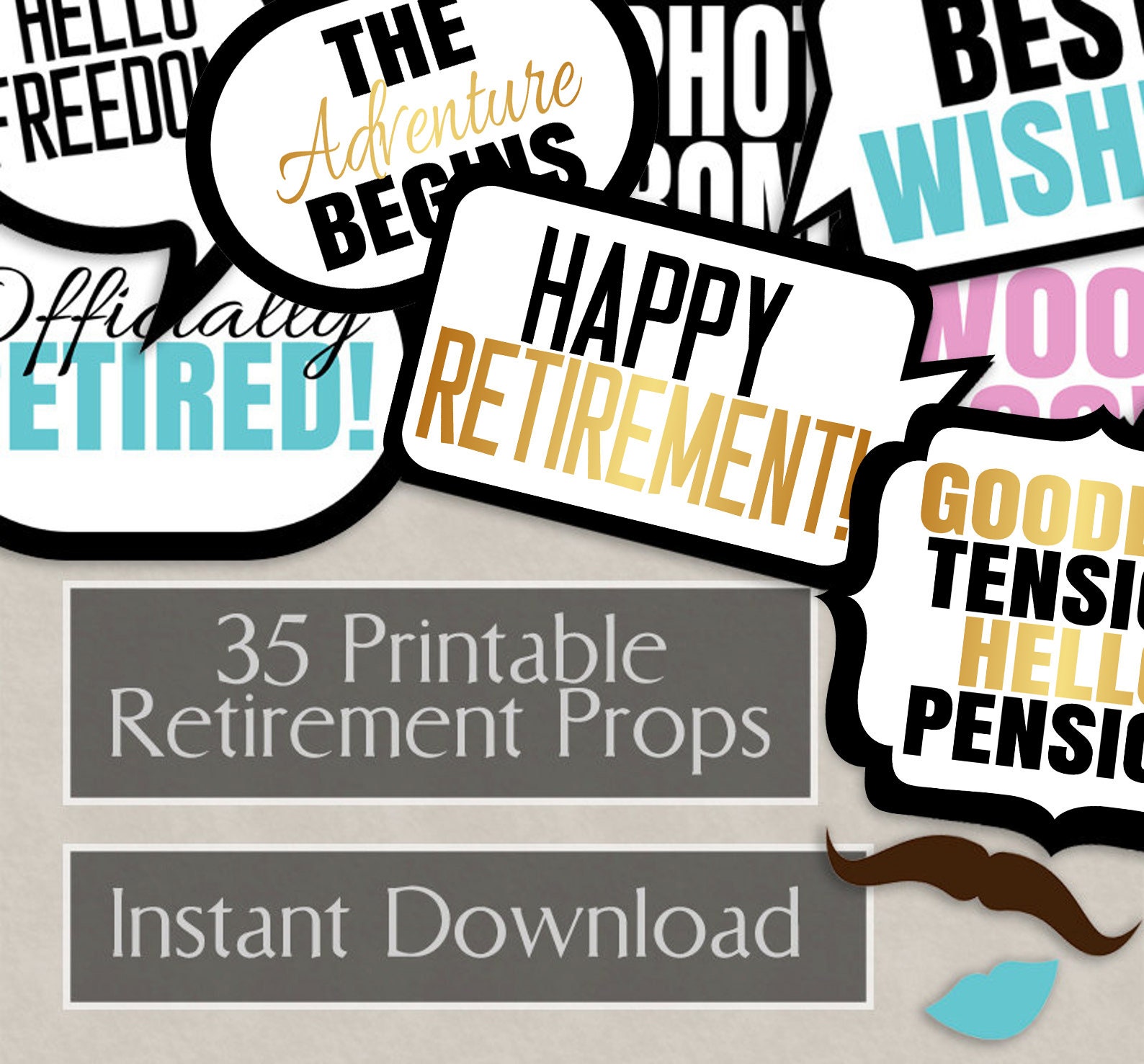35 Retirement Photo Booth Prop Printables, Retirement Party Props ...