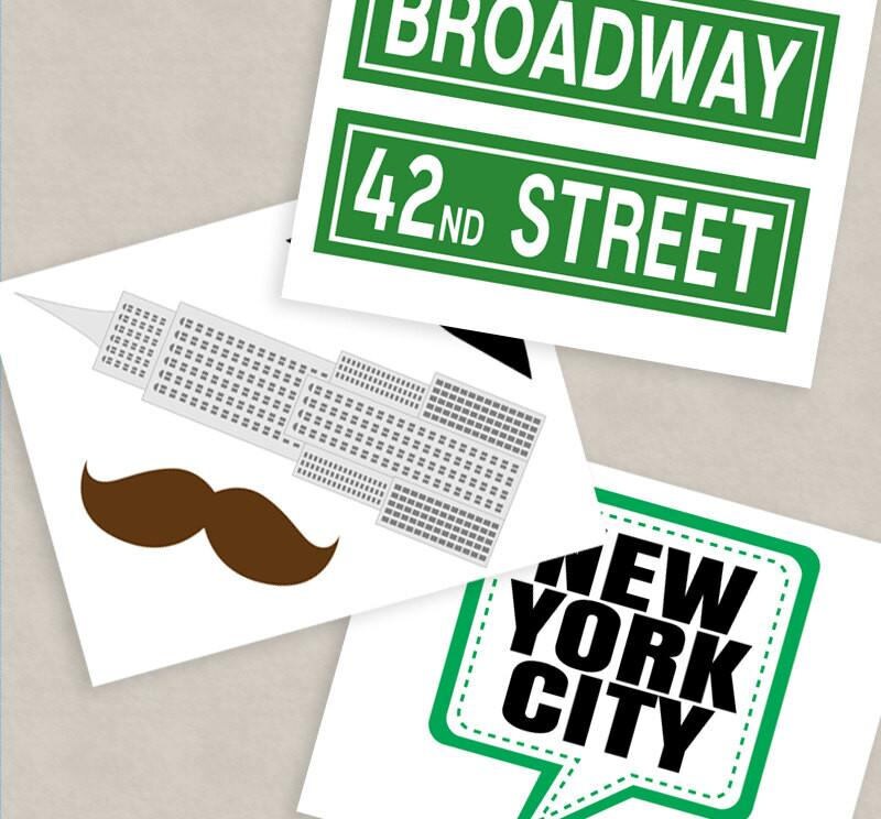35 New York Photo Props, New York Party Photo Booth Props, I Love Ny ...