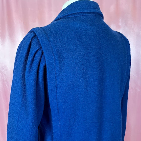 Vintage 1980s bright Royal Blue wool winter coat, unb… - Gem