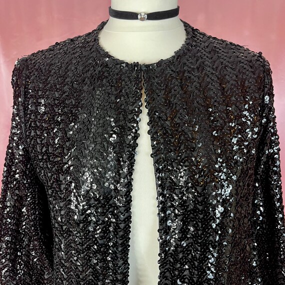 Vintage 1970s short Black sequin jacket, unbranded, U… - Gem