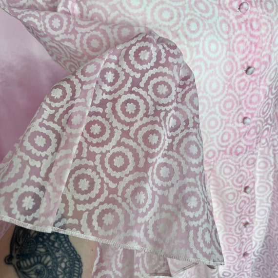 Vintage 1970s sheer pastel Pink full length peignoir/… - Gem