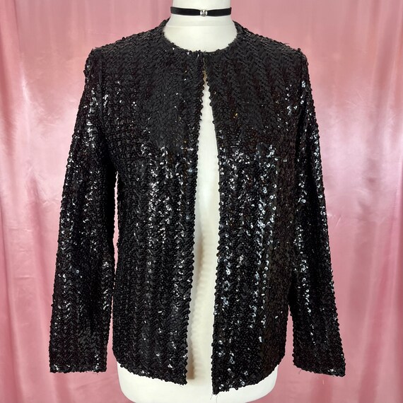 Vintage 1970s short Black sequin jacket, unbranded, U… - Gem