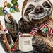 Top of Christmas Morning Sloth Coffee Animal Painting Signed Print by ...