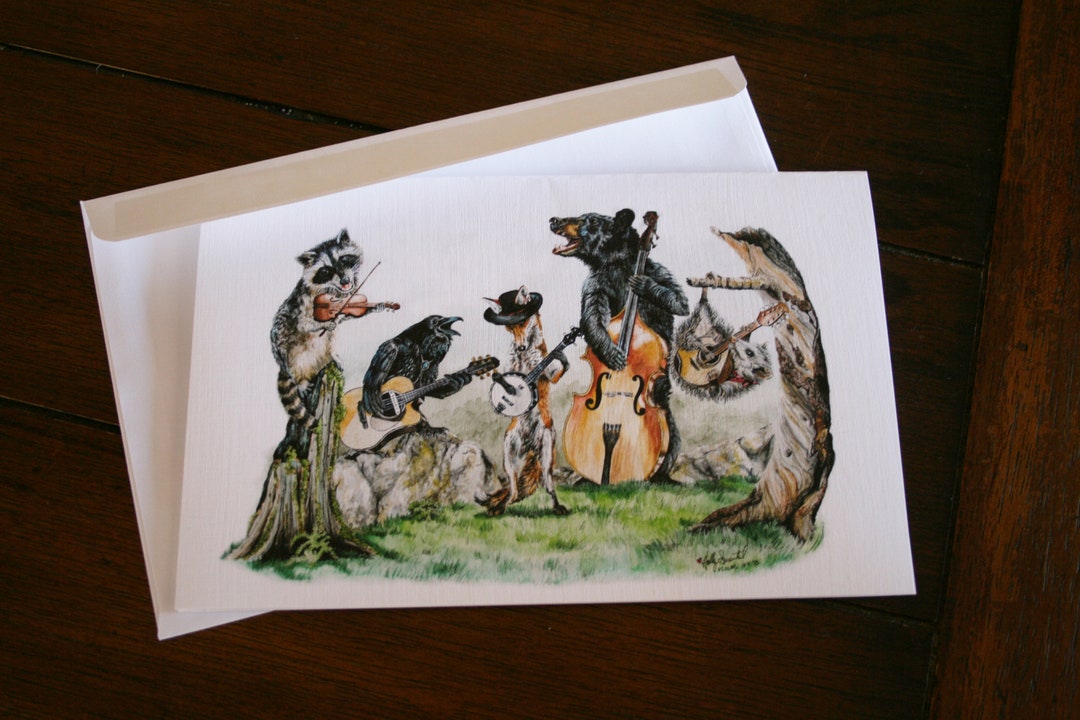 Bluegrass Gang Music Large Fine Art Card. Forest Animals. Blank - Etsy