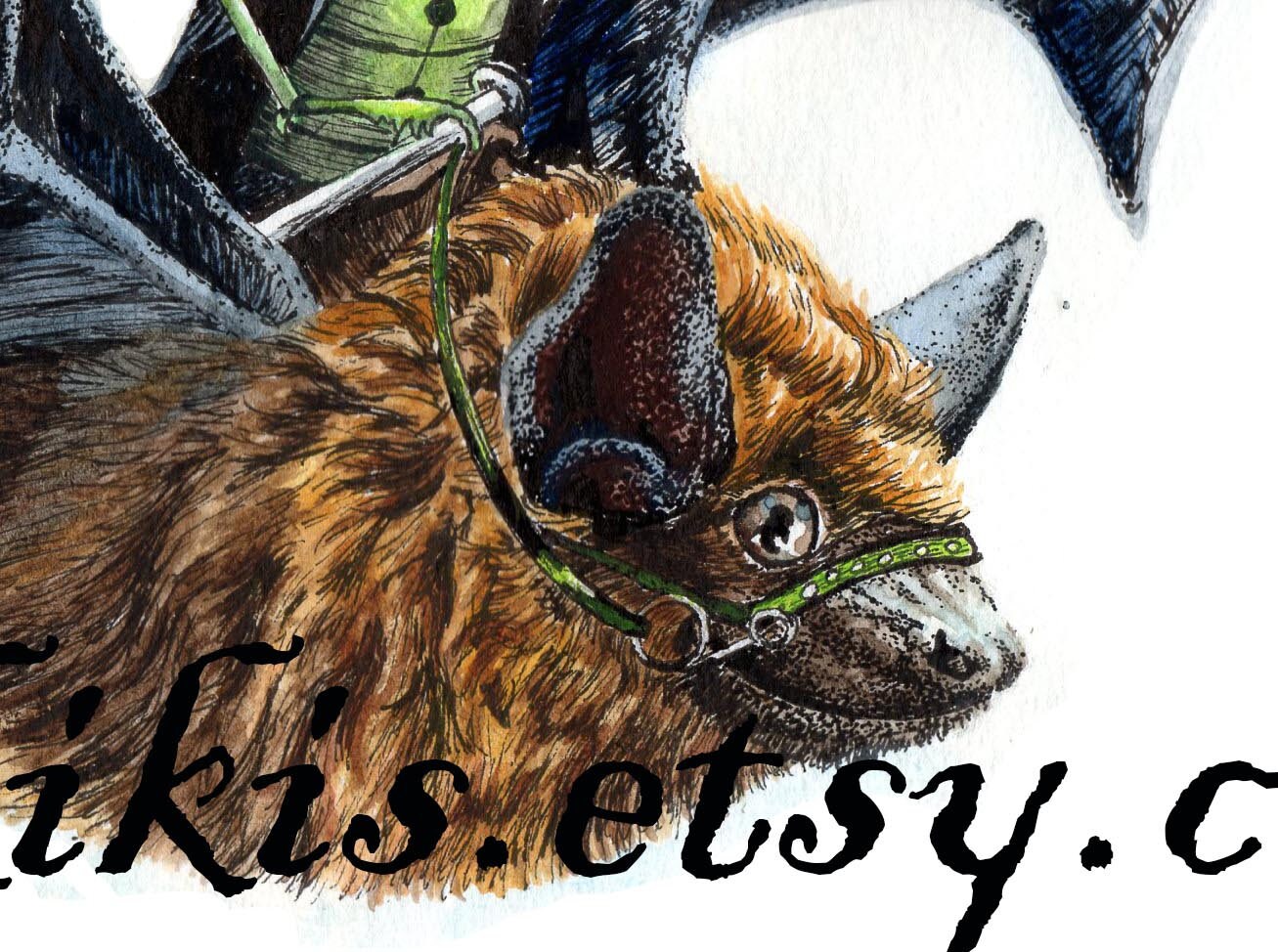 Rider in the Night , Whimsical Cricket Bat Animal Painting Signed Print ...
