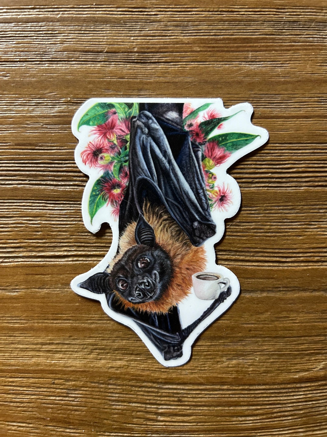 Batty Before Coffee Bat Sticker Vinyl Outdoor Indoor Bumper Window ...