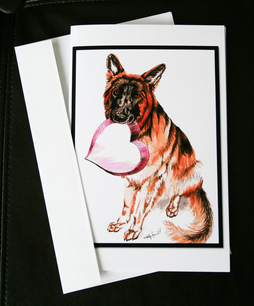 German Shepherd Valentine's Day Large Fine Art Card Personalized or ...