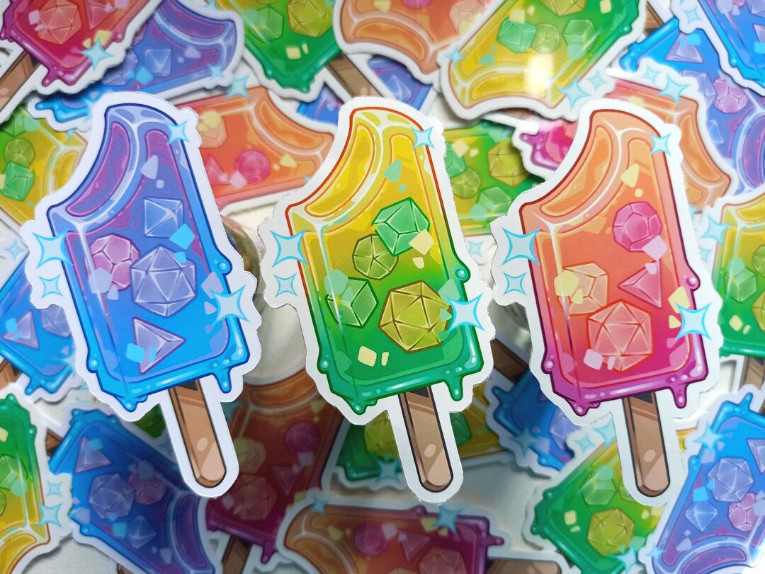 POPSICLE Dice STICKER, D20 Sticker. Vynil Sticker. Cute Food Sticker ...