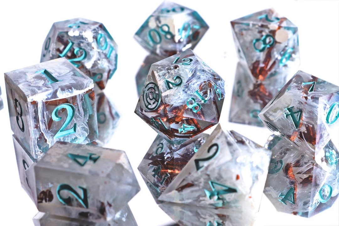 Foggy Forest. 8 Piece Polyhedral Handmade Dice Set. Dungeons and ...