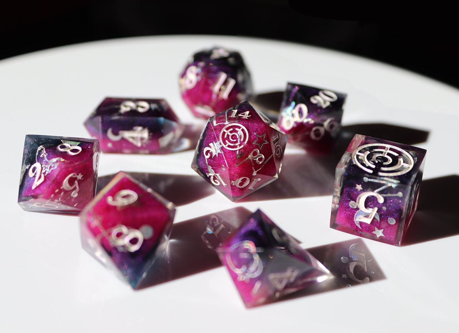 The Astronomer. 7 Piece Polyhedral Handmade Dice Set. Glossy Finish ...