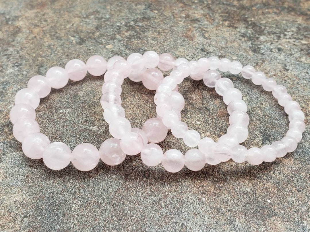 Natural Rose Quartz Bracelet, Gemstone Bracelet, Protection Bracelet ...