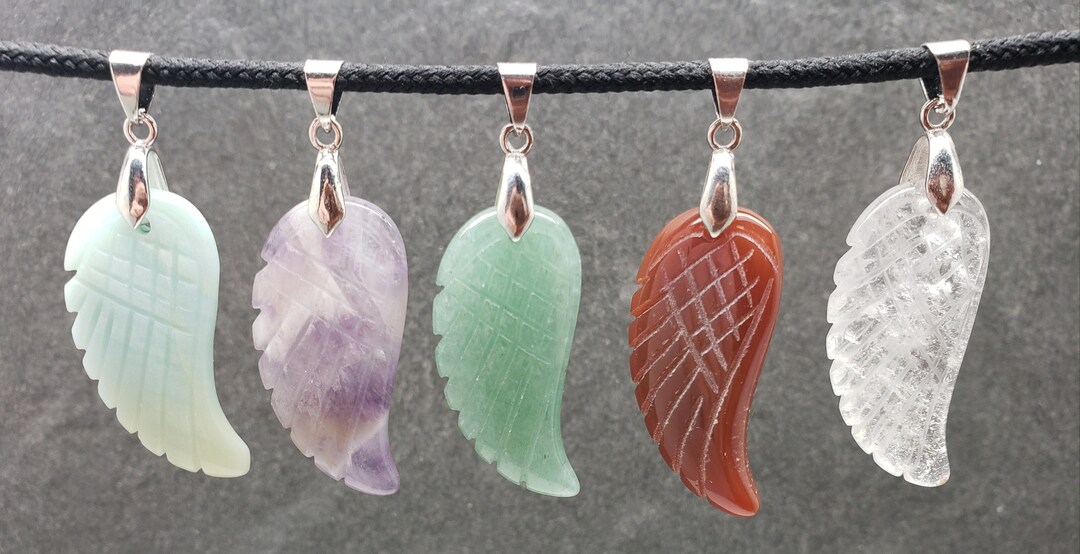 Gemstone Wing Pendant, 35mm by 16mm - Etsy
