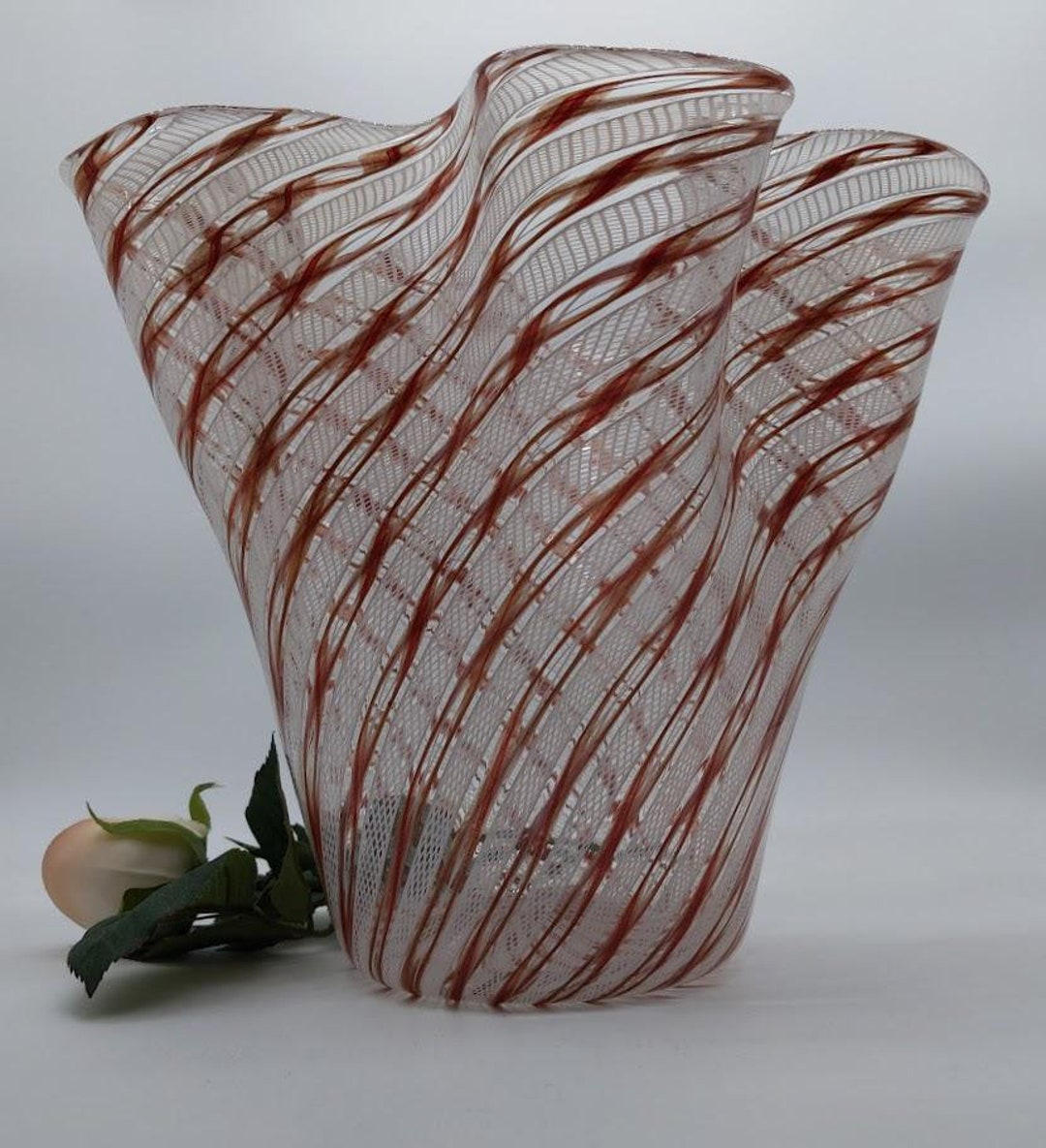 Huge Murano Art Glass Fazzoletto (handkerchief) Vase With Garza Canes ...