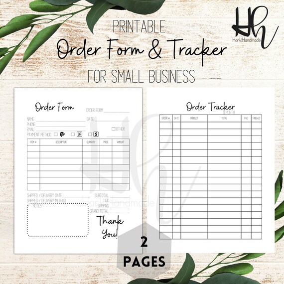 Printable Order Form and Tracker Log for Crafters and Small | Etsy