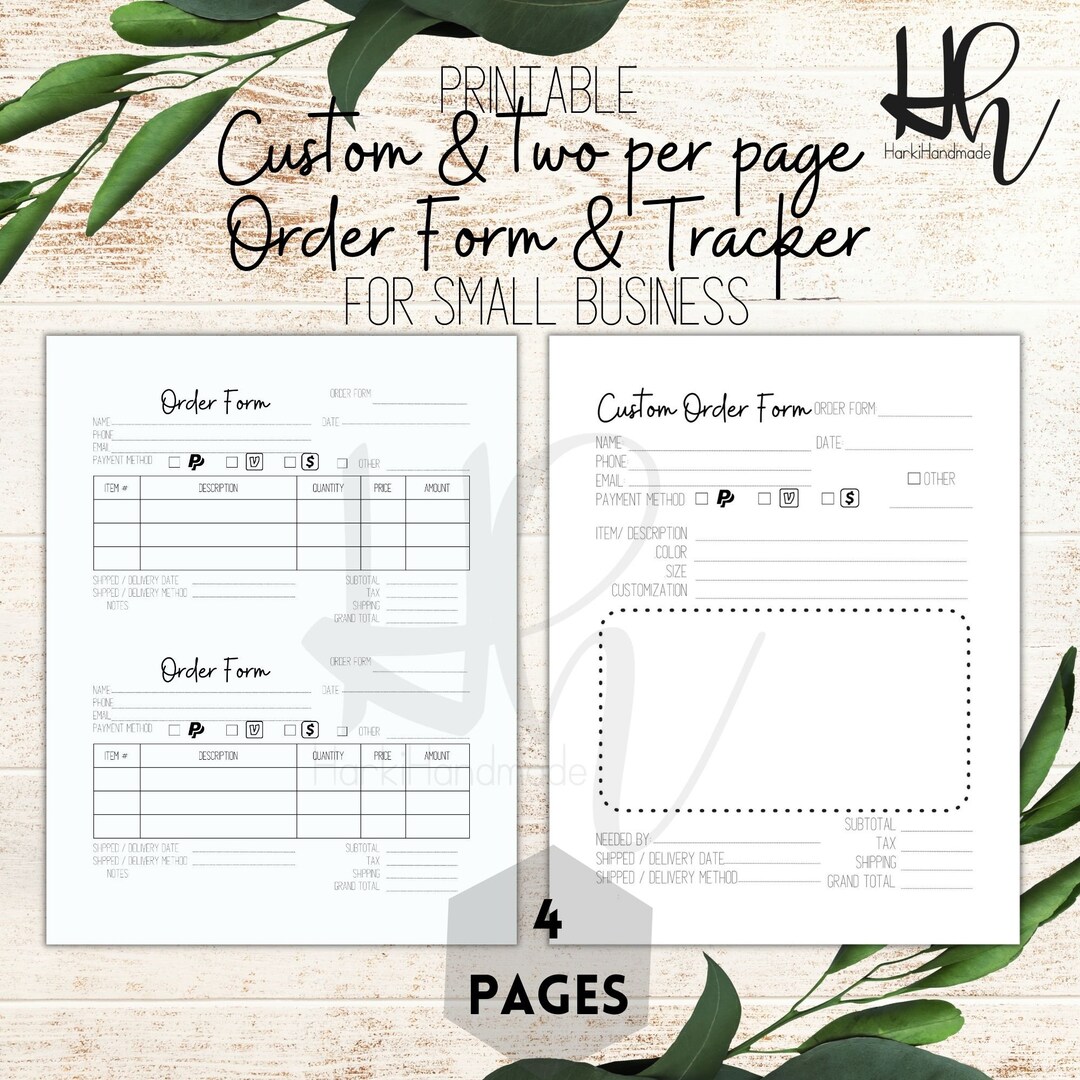 Printable Order Form and Tracker Log for Crafters and Small Business, 3 ...