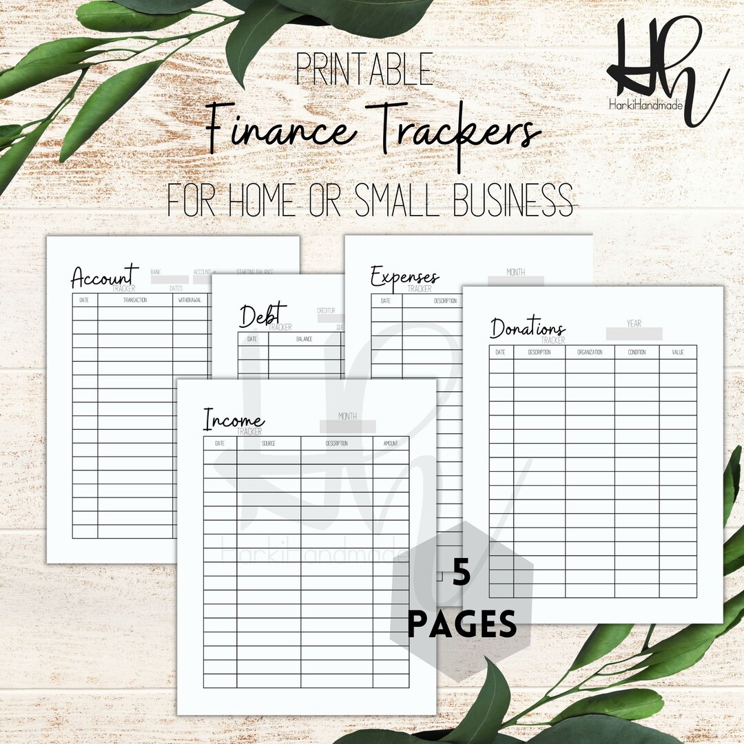 Printable Finance Trackers for Home, Crafters, and Small Business, 5 ...