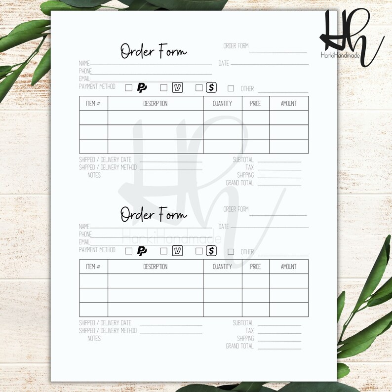 Printable Order Form With 2 Orders per Page and Tracker Log - Etsy
