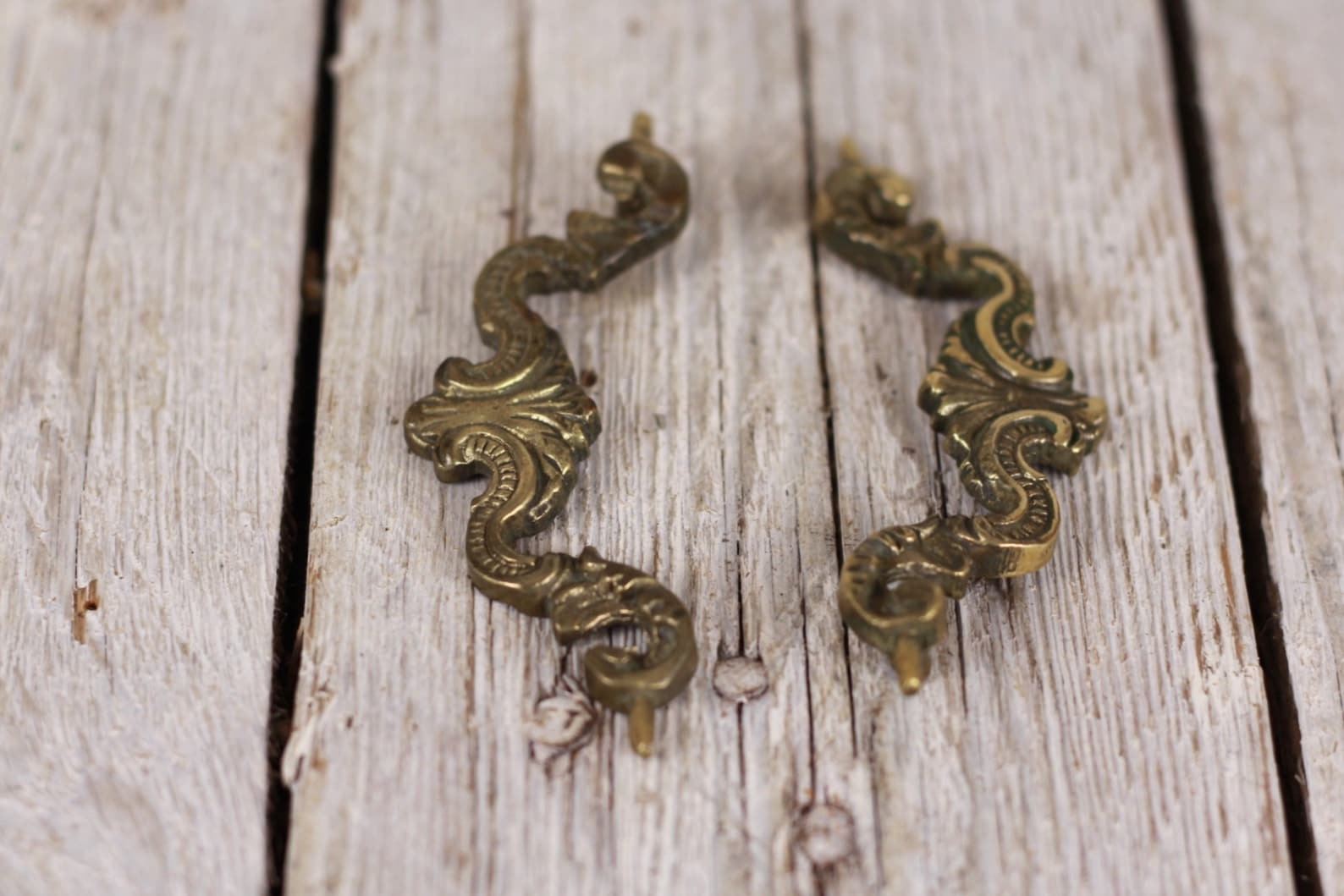 Vintage Brass Drawer Handles Set of 2 Small Door Handles Decorative - Etsy