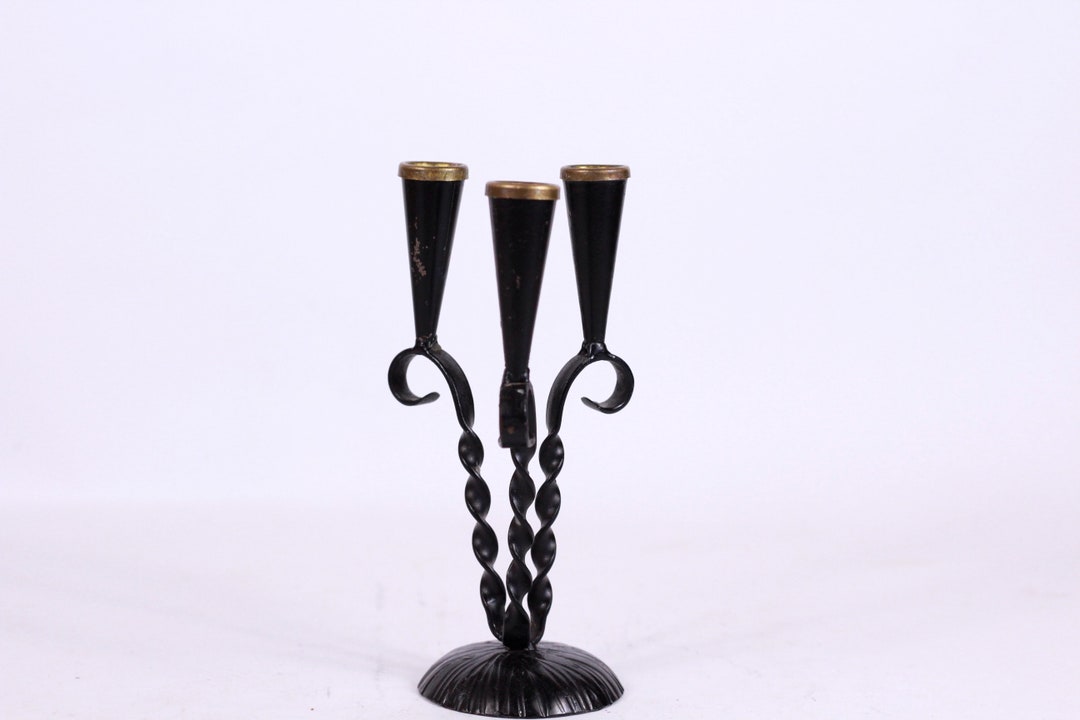 Vintage Small Metal Candle Holder, Candlestick for Three Candles ...