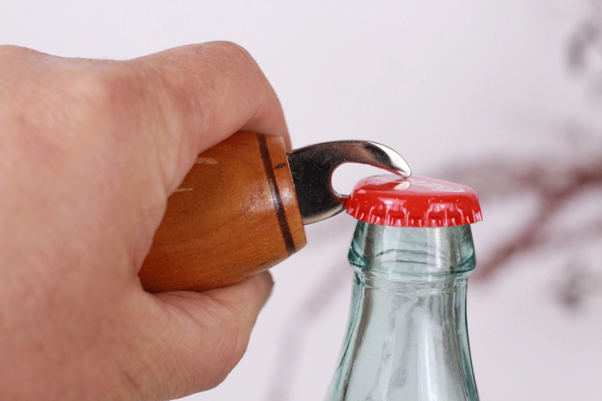 Vintage Metal Bottle Opener in Keg Wooden Handle Made in | Etsy