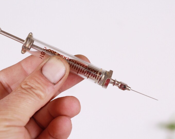 Vintage Syringe, Glass Syringe, Medical Syringe, 1950s Medical Ware ...
